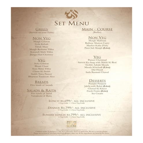 Indian grill room set menu | PDF