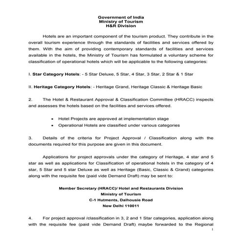 HRACC 5 Star Hotel Design Requirements,India | PPTX