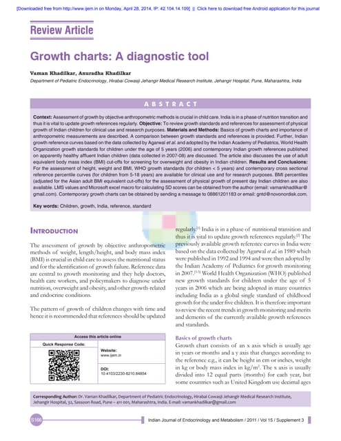 IAP Growth Monitoring Guidelines for Children from Birth to 18 Years | PDF