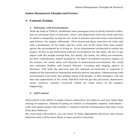 Indian management thoughts and practice q n a format | DOC