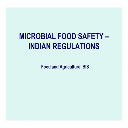 INDIAN MICROBIAL FOOD SAFETY microbial limits | PDF