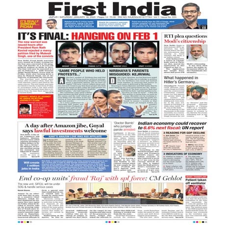 Indian newspapers in english first india rajasthan-18 january 2020 ...