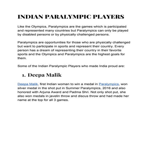 Physically challenged Indians who have made us proud | PPTX