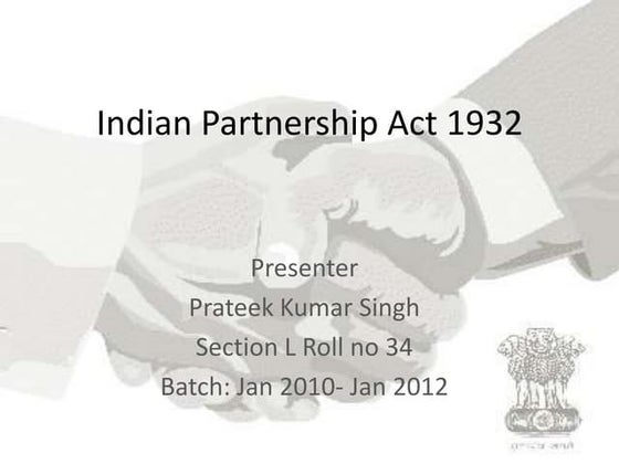Indian Partnership Act 1932 | PDF