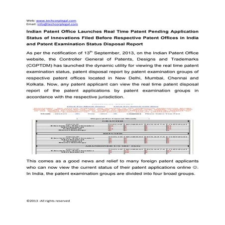 Indian patent office launches real time patent grant status of ...