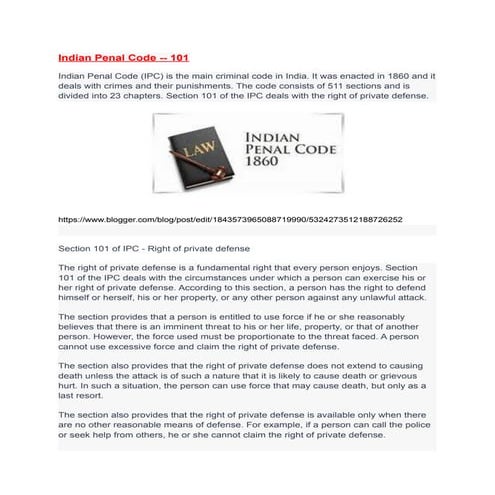 Indian Penal Code Section-- 101.pdf | Crime & Harmful Acts to ...