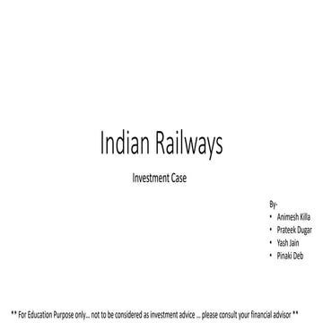 Did rut Indian Railways (HBL Timken).pptx | Rail Travel | Travel Type