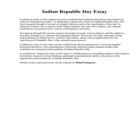 Indian Republic Day Essay. The Culinary Institute of America | PDF