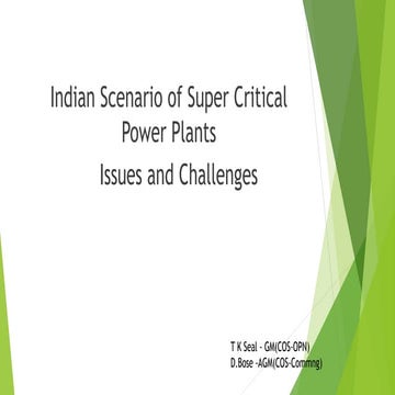 Indian scenario of super critical power plants issues and challenges by ...