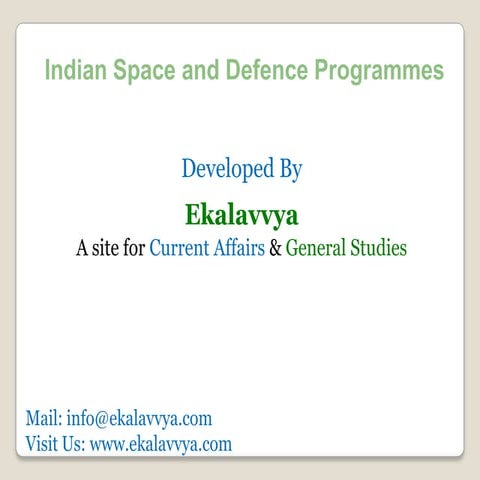 Indian Space & Defence Programmes | PPT