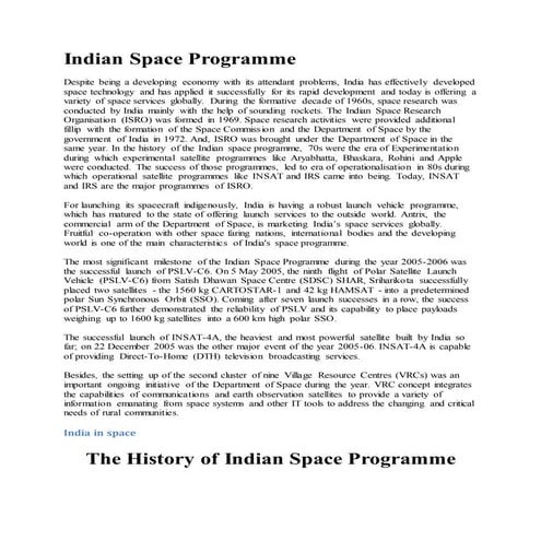 INDIAN SPACE PROGRAM | PPTX