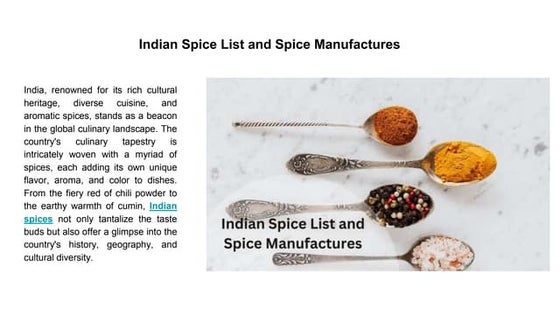 List of The Top 40 Indian Spices and Uses | PDF | Cooking | Food & Drink