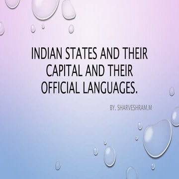 Indian states and their capital and their official | PPTX