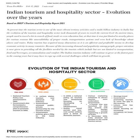 Indian tourism and hospitality sector - Evolution over the years ...