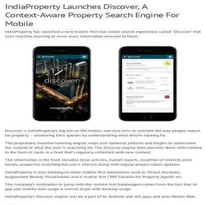 India property launches discover, a property search engine for mobile | PDF