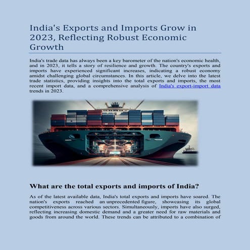 India's Exports and Imports Grow in 2023, Reflecting Robust Economic ...