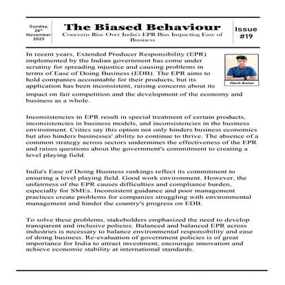 India's Government and the Disparity in EPR Implementation and Ease of ...