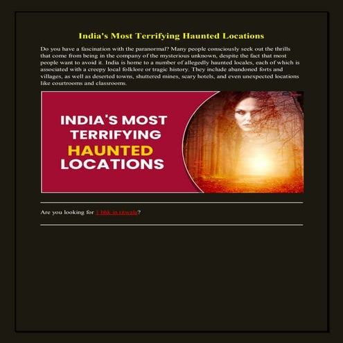 India's Most Terrifying Haunted Locations | PDF