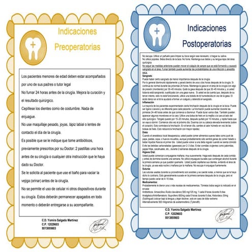 Indicaciones pre y post operatorias | PPT