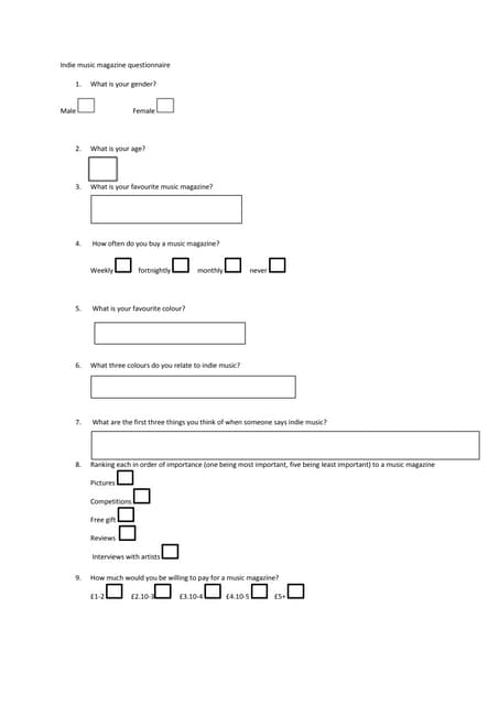 Music magazine questionnaire | PDF