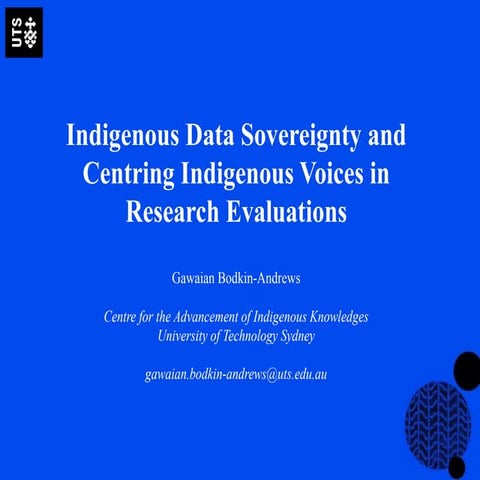 Indigenous data sovereignty and research evaluations - Professor Gawaian Bodkin-Andrews | PPTX