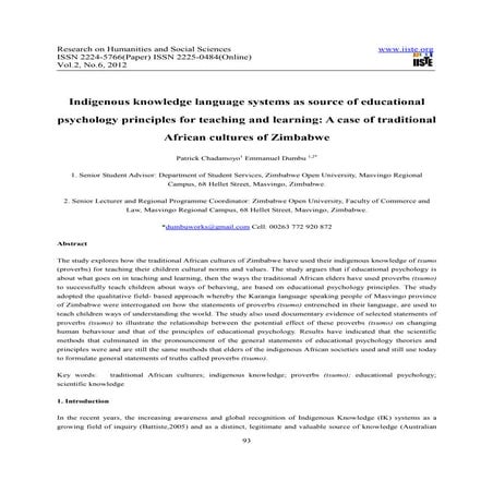 Indigenous knowledge language systems as source of educational ...