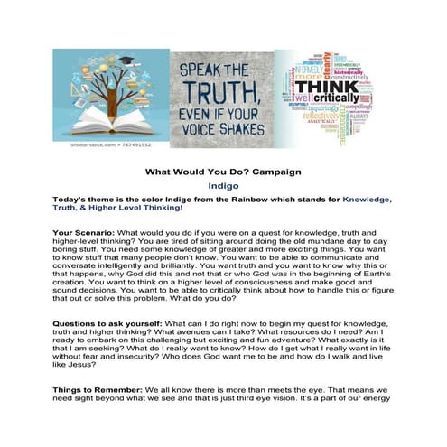 What Would You Do Campaign - Indigo for Knowledge, Truth & Higher Level ...