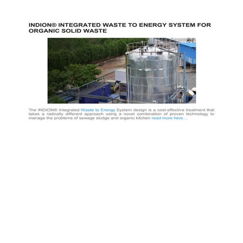 INDION® INTEGRATED WASTE TO ENERGY SYSTEM FOR ORGANIC SOLID WASTE.pdf