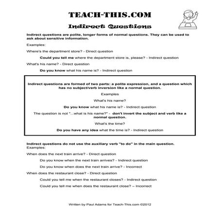 Indirect questions | PDF
