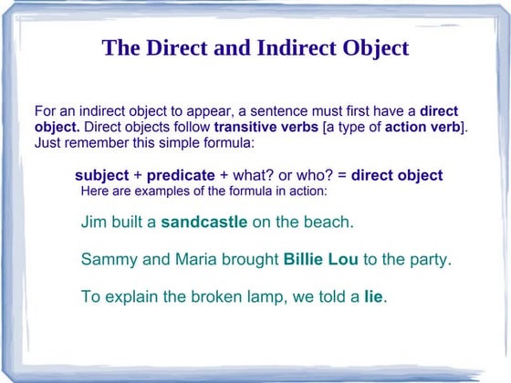 Direct and-indirect-objects-power point | PPT