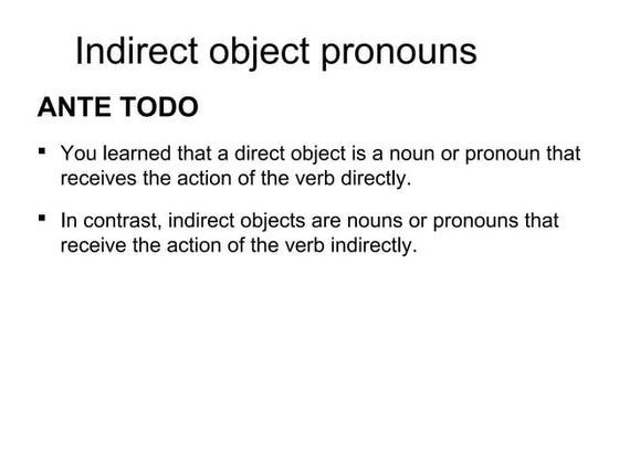 Indirect Object Pronoun Notes