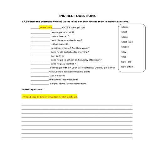 Indirect questions | PDF