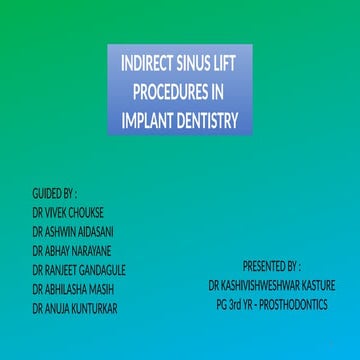 Indirect sinus lift in implant dentistry | PPTX