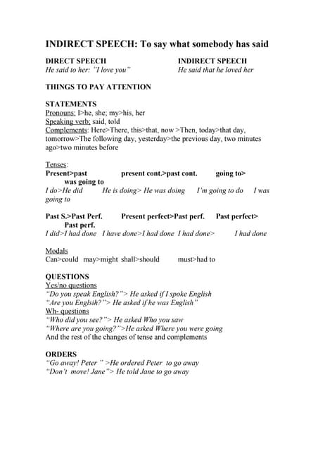 Reported speech exercises | PDF