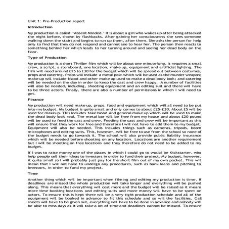 Individual Pre-Production Report | DOCX