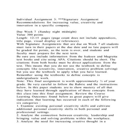 Individual Assignment 3 Signature Assignment Recommendations f | PDF