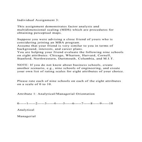 Individual Assignment 3this Assignment Demonstrates Factor Andocx 