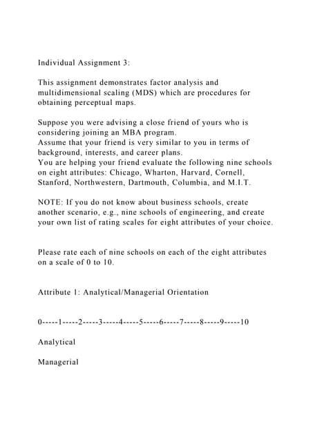 Individual Assignment 3this Assignment Demonstrates Factor Andocx