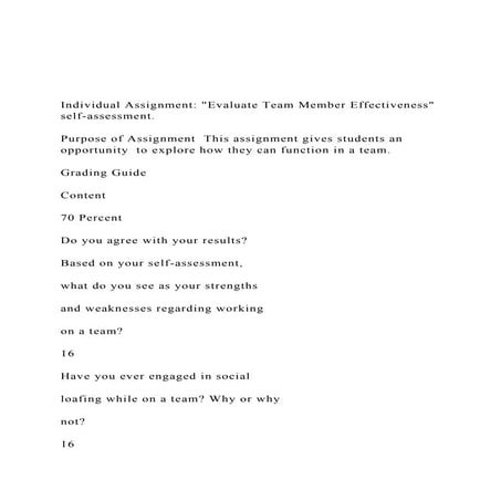 Individual Assignment Evaluate Team Member Effectiveness.docx