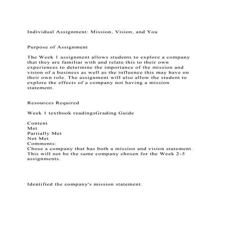 Individual Assignment Mission, Vision, and YouPurpose of As.docx
