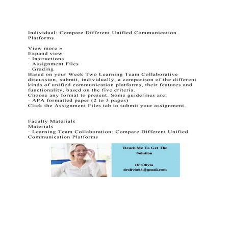 Individual Compare Different Unified Communication PlatformsV.docx