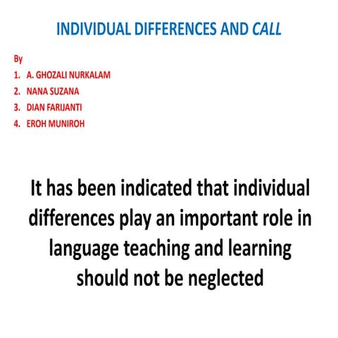 Individual differences and call | PPTX