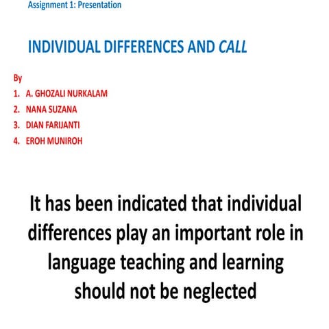 Individual differences and call | PPTX