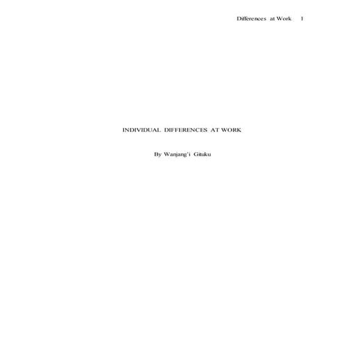 Individual differences at work | PDF