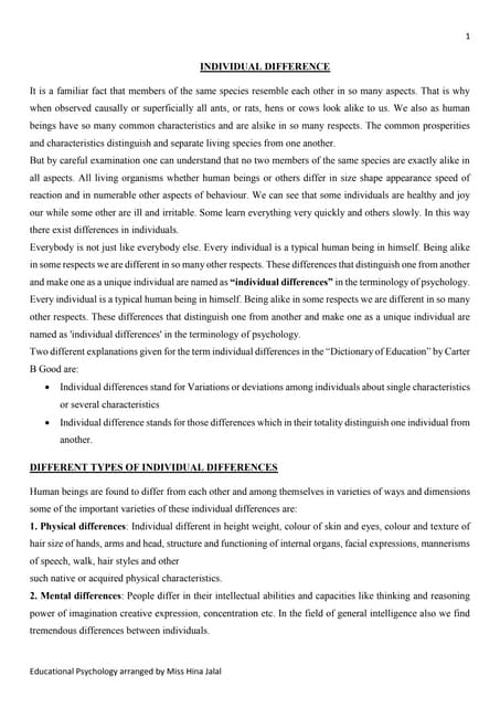 Individual Differences in Learners | PPTX