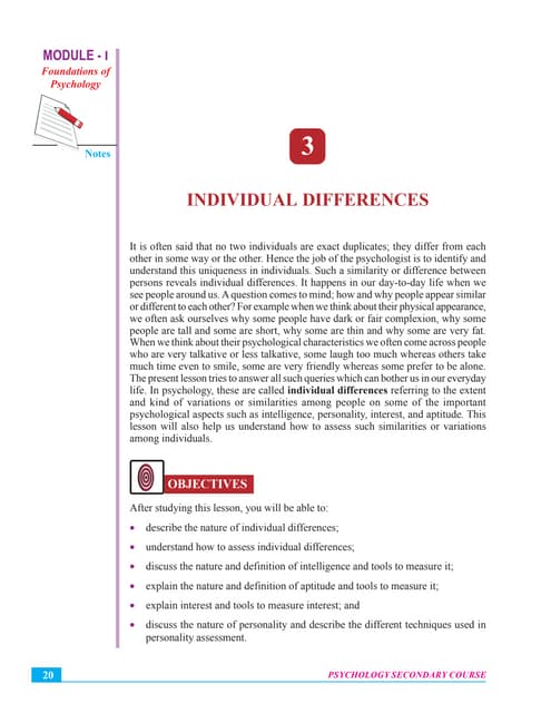 CLS 12- PSYCHOLOGY CH 01 - Variations in Psychological Attributes | PDF