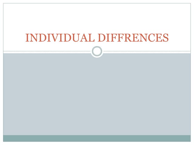 Individual Differences in Learners | PPTX