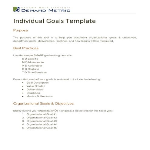 Individual Goals Template | PDF