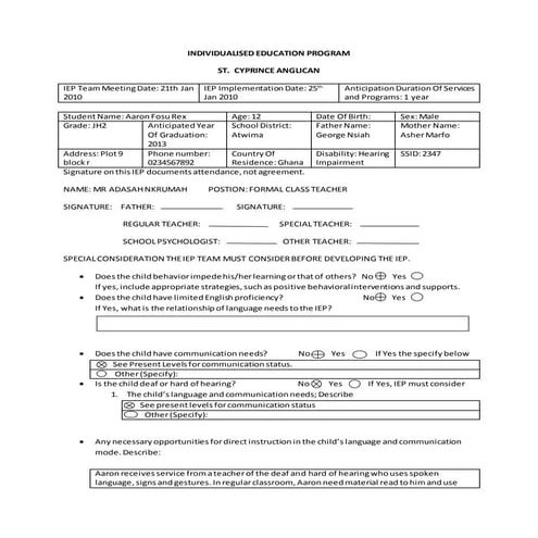 Individualized Education Program (IEP) | DOCX