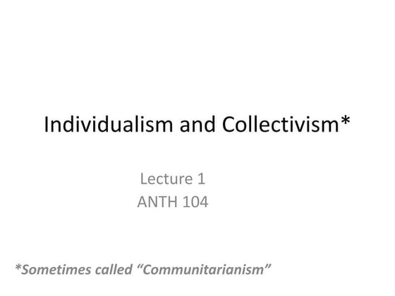 Individualism, Collectivism, High And Low Context | PPTX | Science